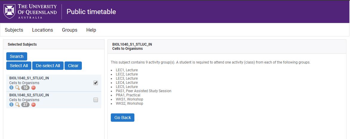 About your timetable - my.UQ - University of Queensland