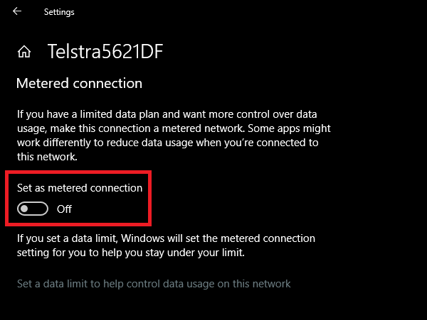 How do I set a metered network connection on my Windows computer ...