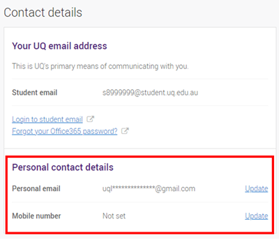 How do I update my personal email address in my.UQ? - Support - my.UQ - The University of Queensland