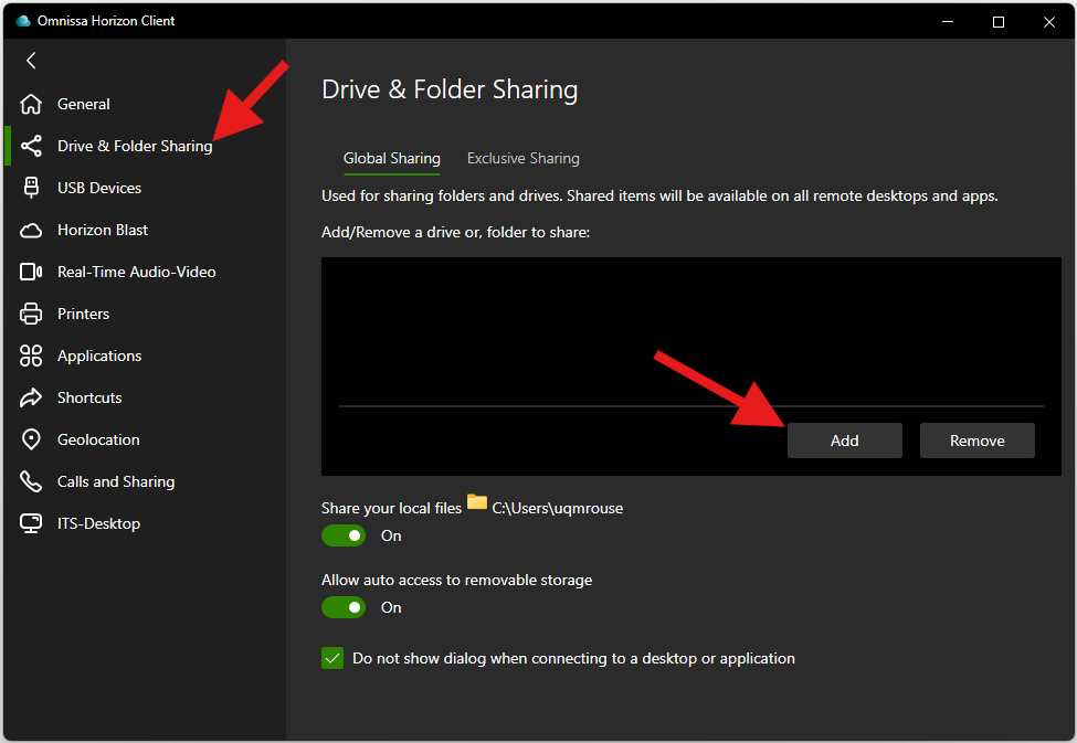 How do I configure and access my computer's local storage on my virtual ...